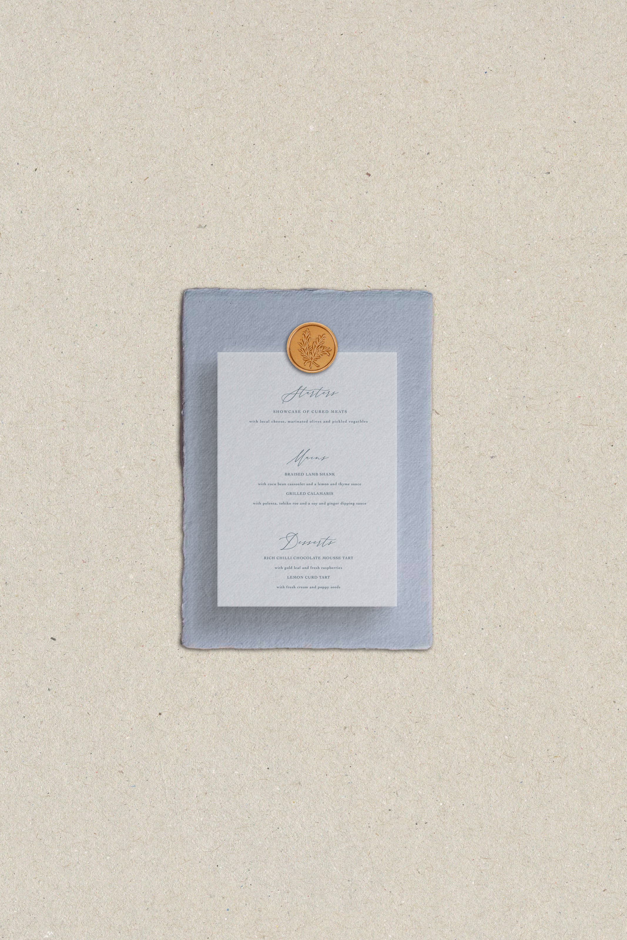 5" x 7" Handmade Paper and Vellum Menu - Hoxton Hall Collection – Smith ...