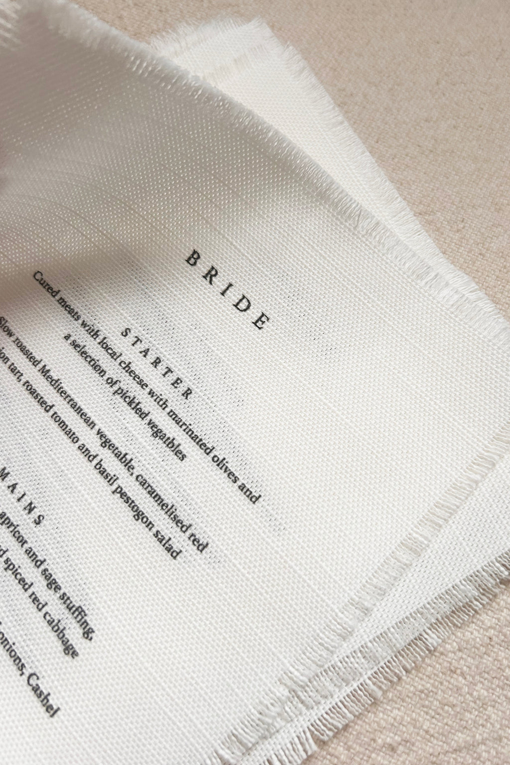 Linen Menu Sample - White – Smith & The Magpie