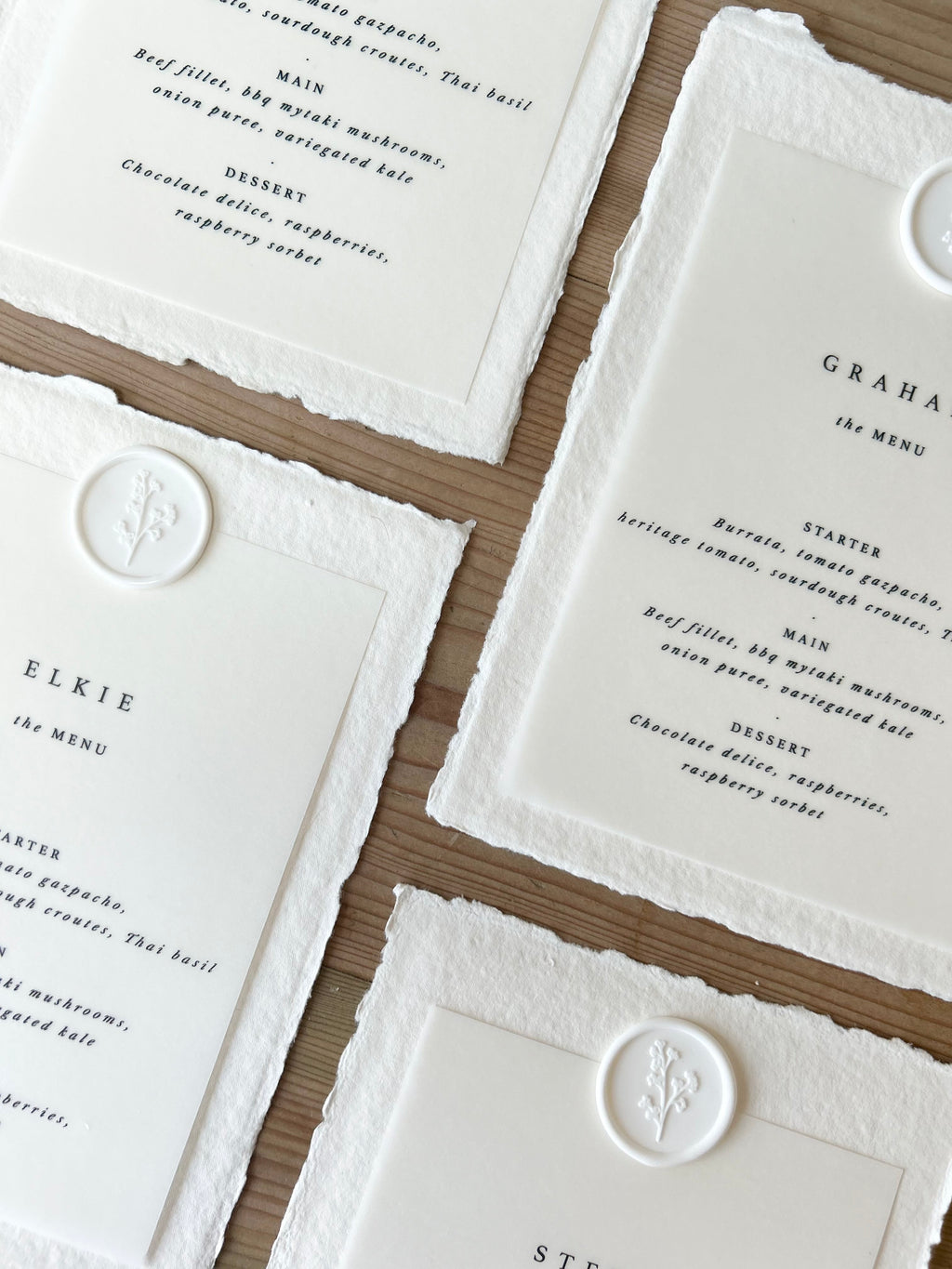 5" x 7" Handmade Paper and Vellum Menu - Middleton Collection – Smith ...
